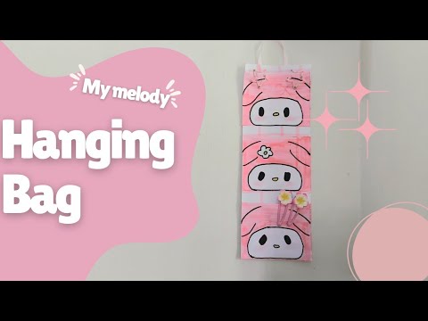 🎀DIY PAPER HANGING BAG🎀 [Easy paper craft] How to make paper wall ...