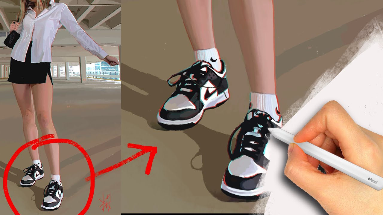 how to draw Nike Dunk Girl | Art Therapy - YouTube