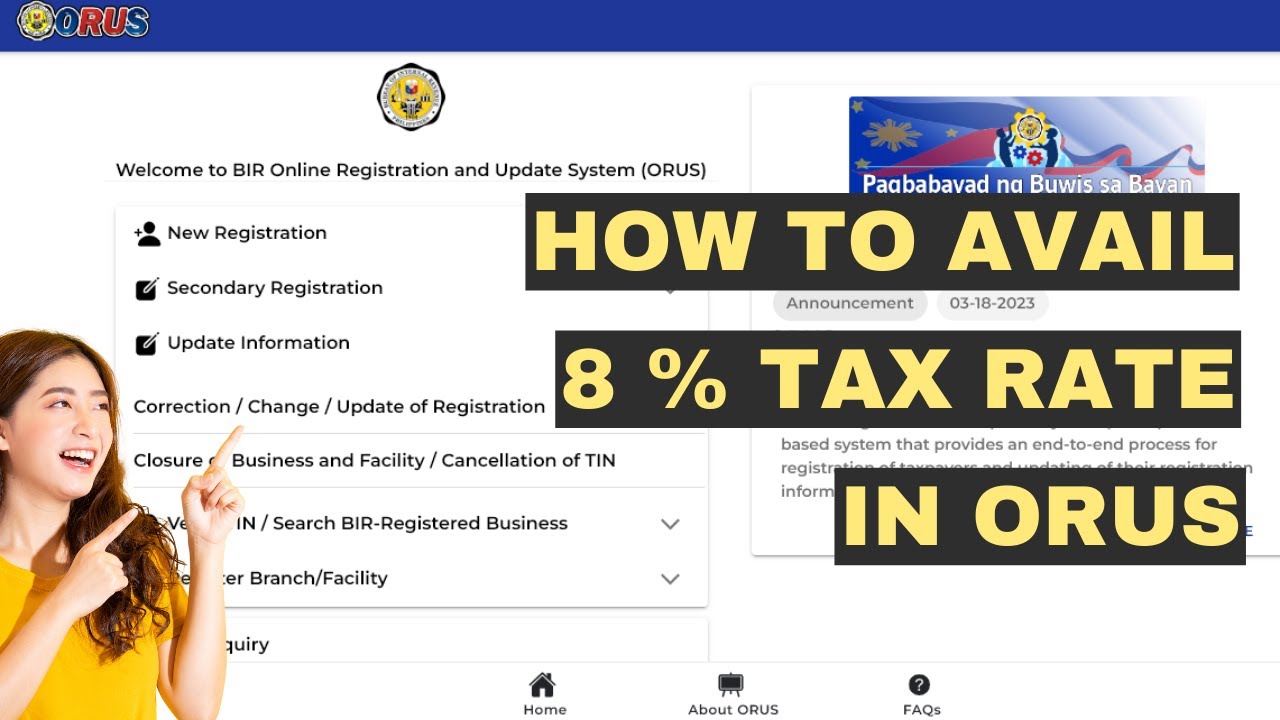 How To Update Registration and Avail 8% Tax Rate Thru ORUS - YouTube