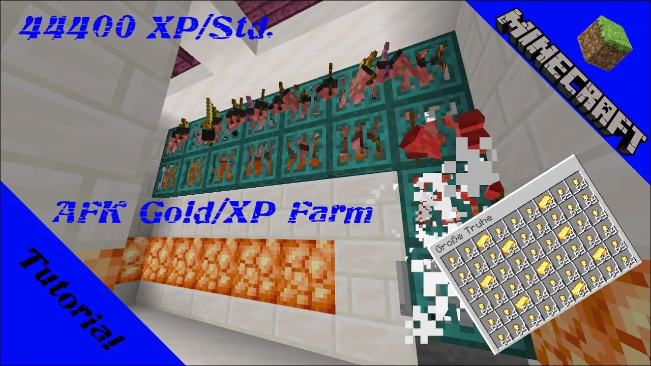 Minecraft 1.16+ Nether AFK Gold/XP Farm (44400 XP/hr) - YouTube