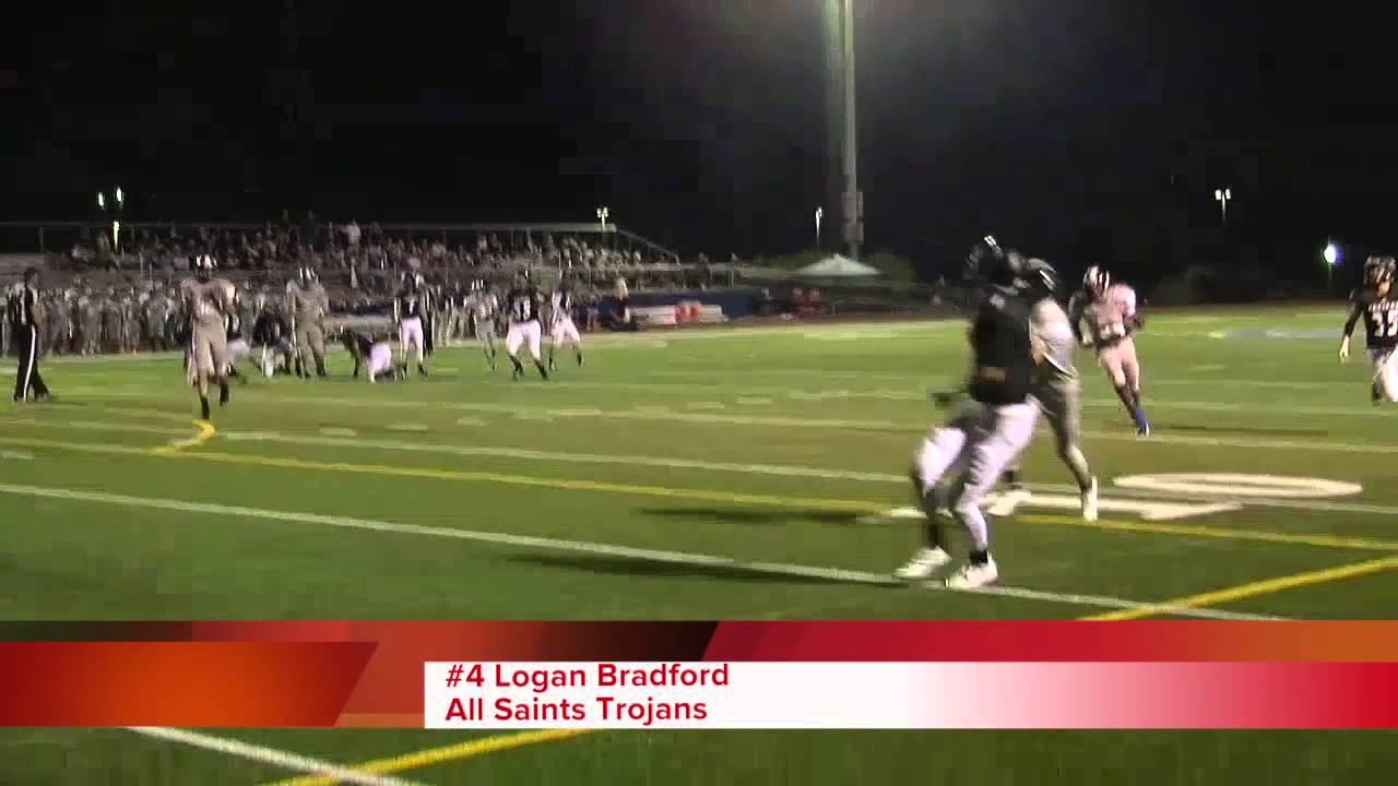 Logan Bradford hauls in 19-yard TD pass for All Saints - YouTube
