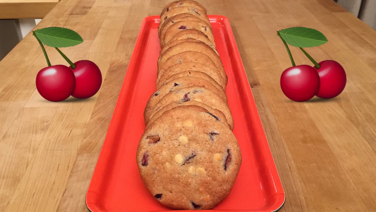 White Chocolate and Cherry Gooey Cookies - Cheeky Crumbs - YouTube