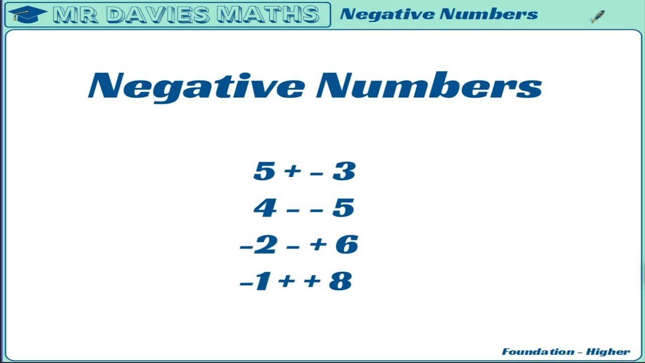 Negative Numbers - Gcse Maths Tutorial Lesson - Youtube