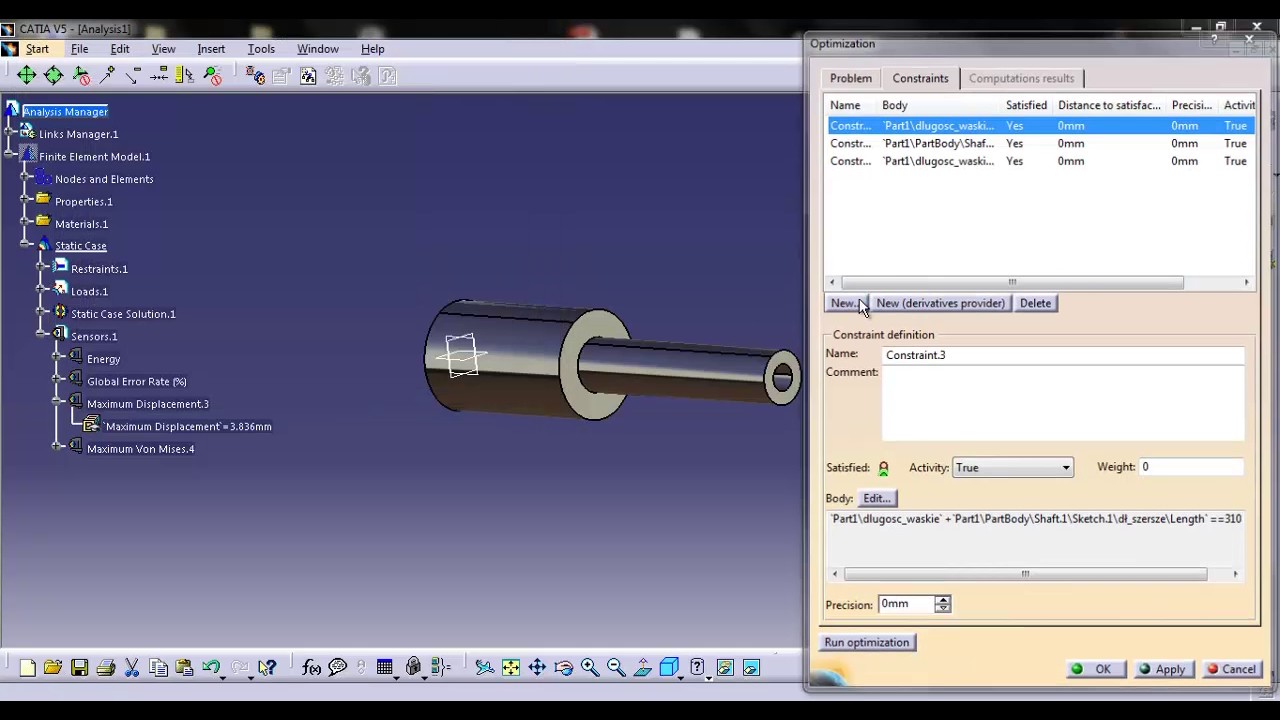 PRODUCT ENGINEERING OPTIMIZATION Catia V5 przykład optymalizacji - YouTube