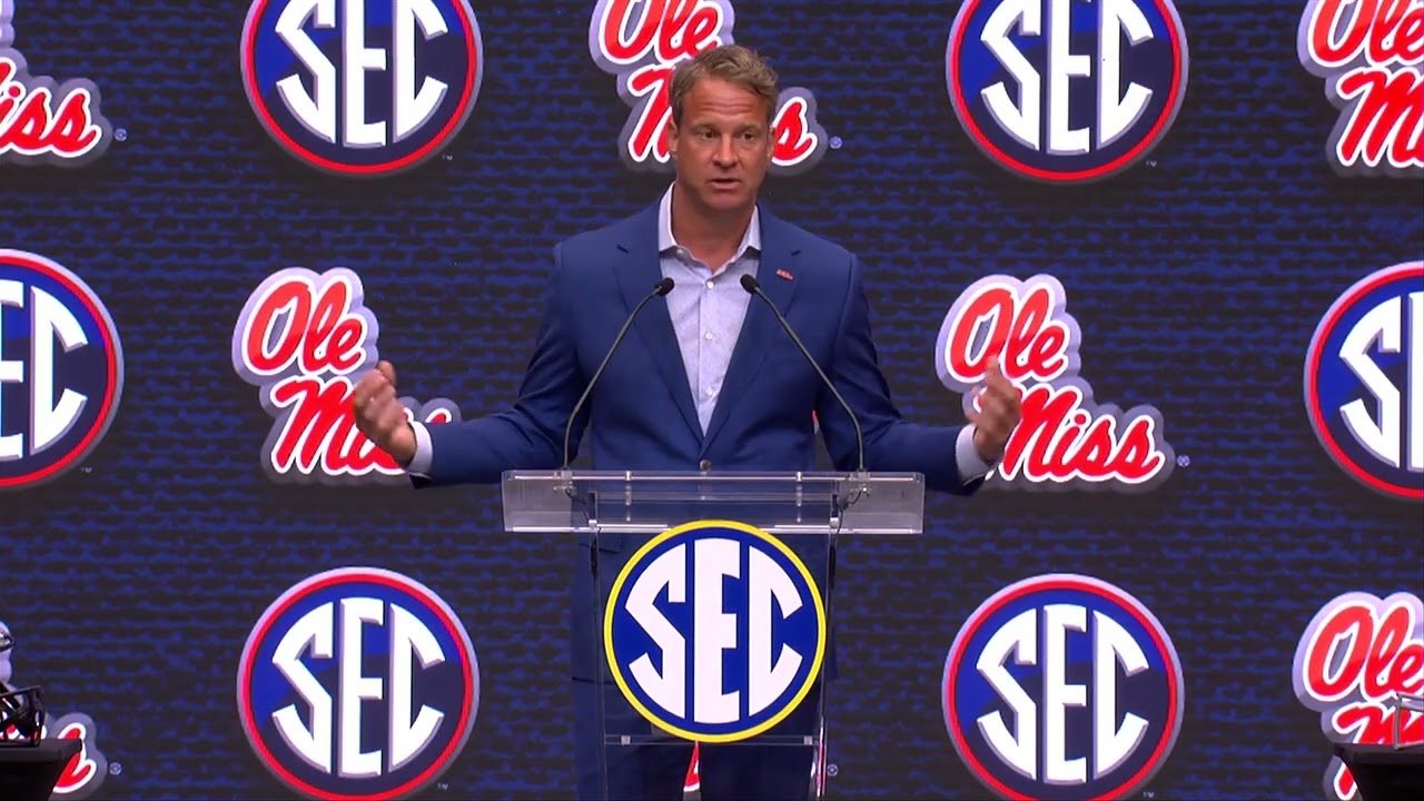 Ole Miss Lane Kiffin MAIN hall press conference, SEC football media ...