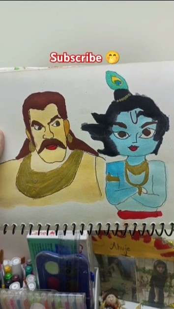 Krishna ji and kans drawing| #kansvadh | #coloring | kashvi art house ...