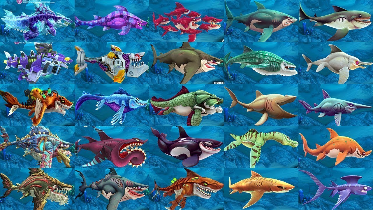 Hungry Shark World - All 39 Sharks Unlocked Hack Gems and Coins ...