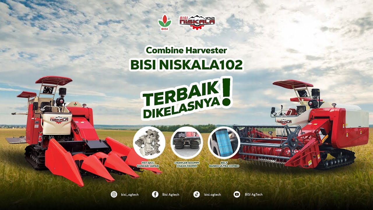 BISI Agriculture Machinery : Combine Harvester NISKALA 102 - YouTube