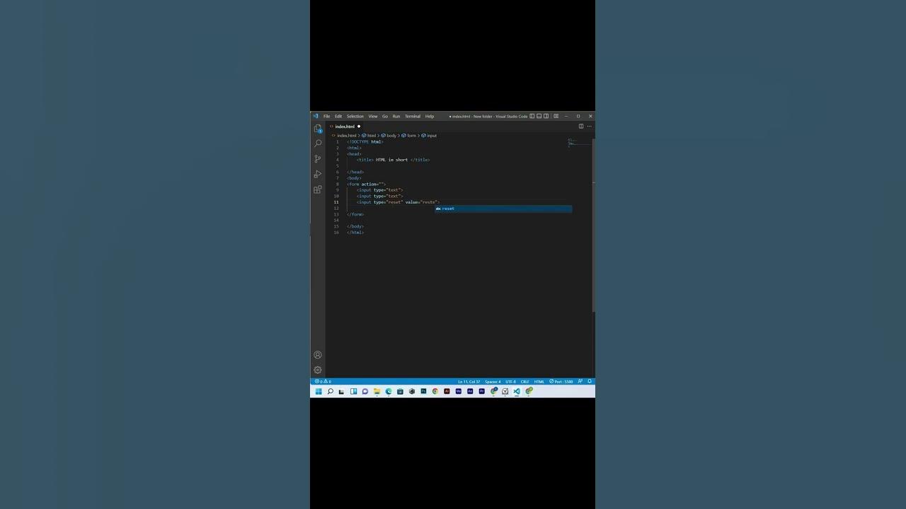 Input Type Resets In Html Reset Button In Html Html Reset Button 