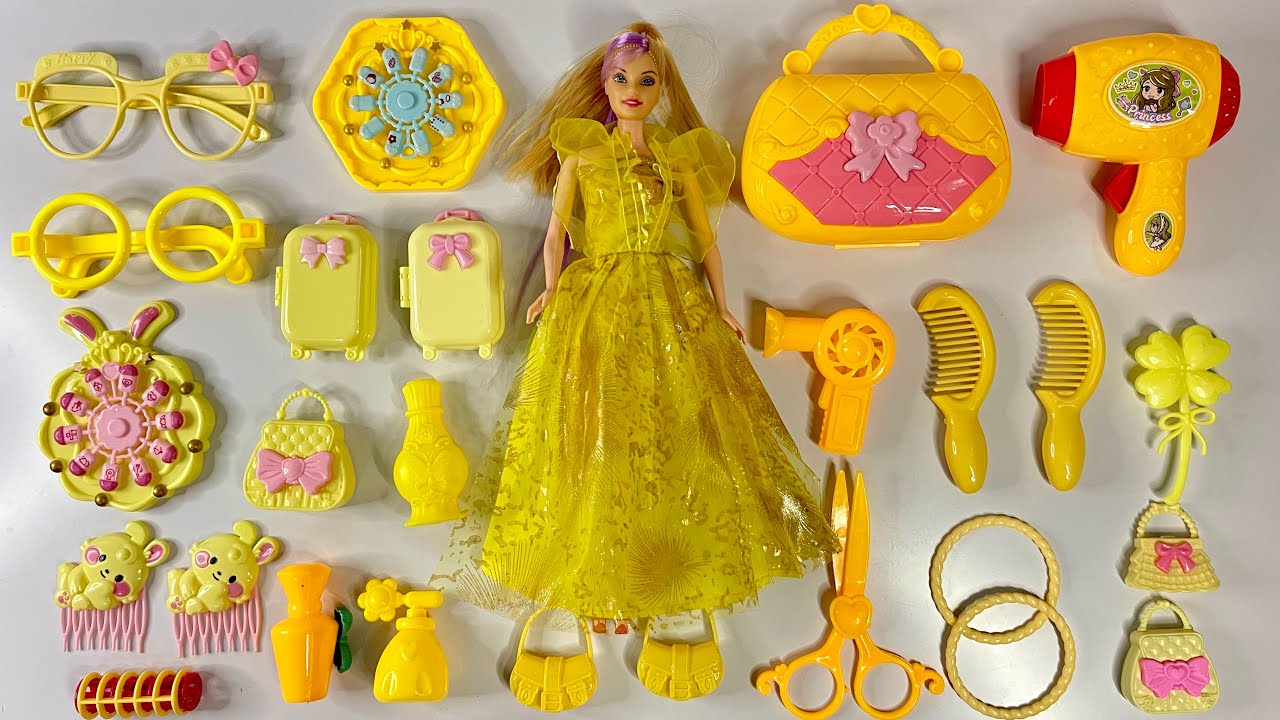 Unboxing Beautiful Yellow Barbie Doll With Toy Set | ASMR - YouTube