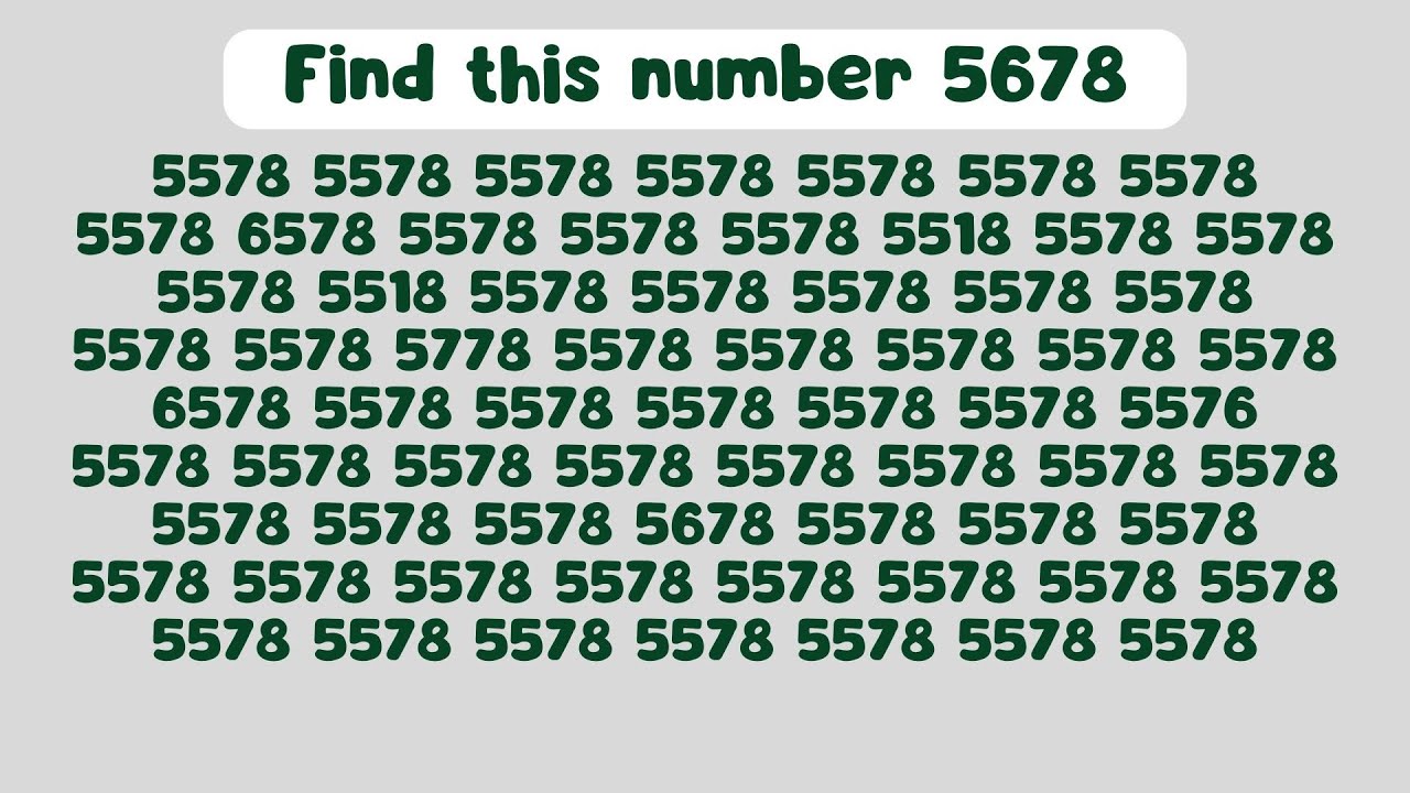 Find the Hidden Number 5678 in this Puzzle Grid Challenge - YouTube
