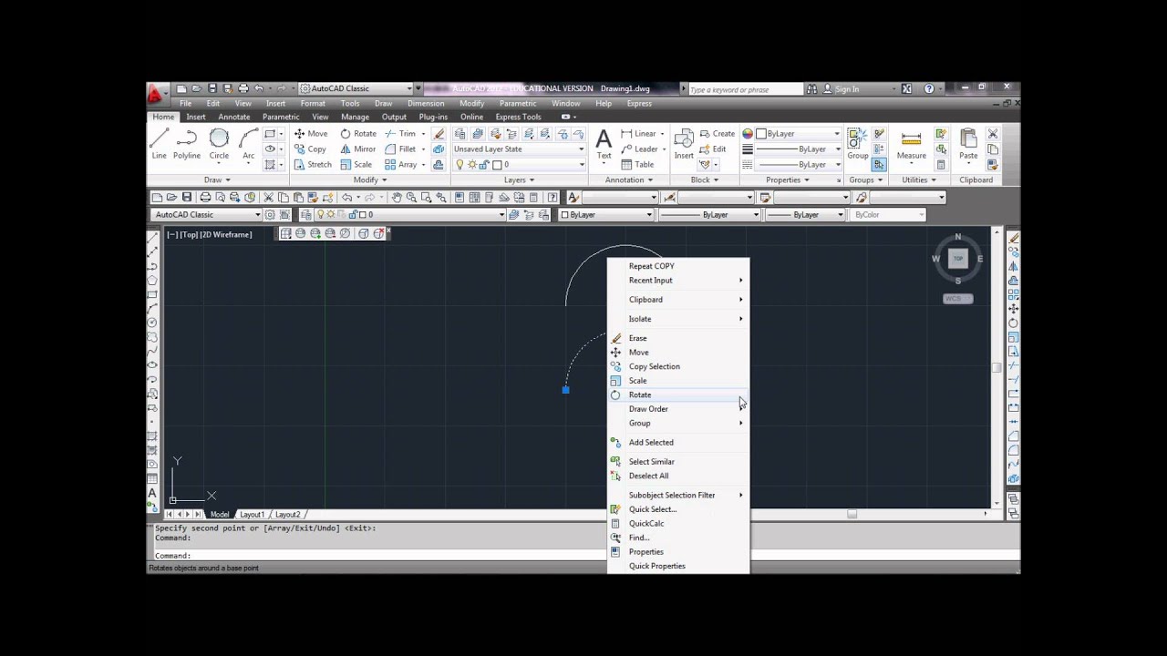 Tutorial to drawing circle with AutoCad - YouTube