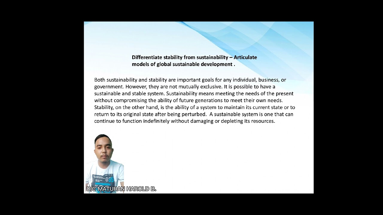 Differentiate stability from sustainability – Articulate models of ...