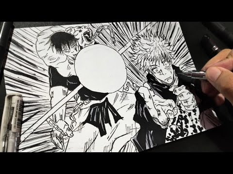Drawing a Manga Page | Jujutsu Kaisen Manga | 呪術廻戦 | Gojo vs Toji ...