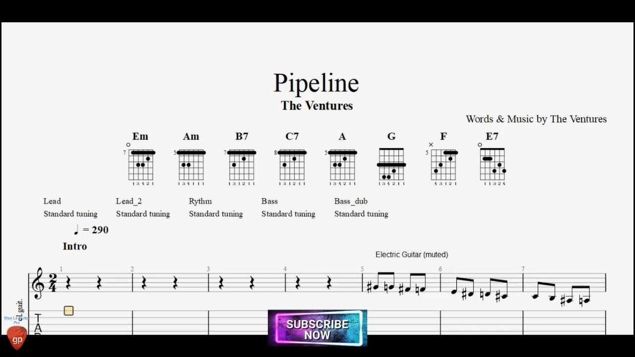 Guitar Pipeline by The Ventures for Band with TABs - YouTube