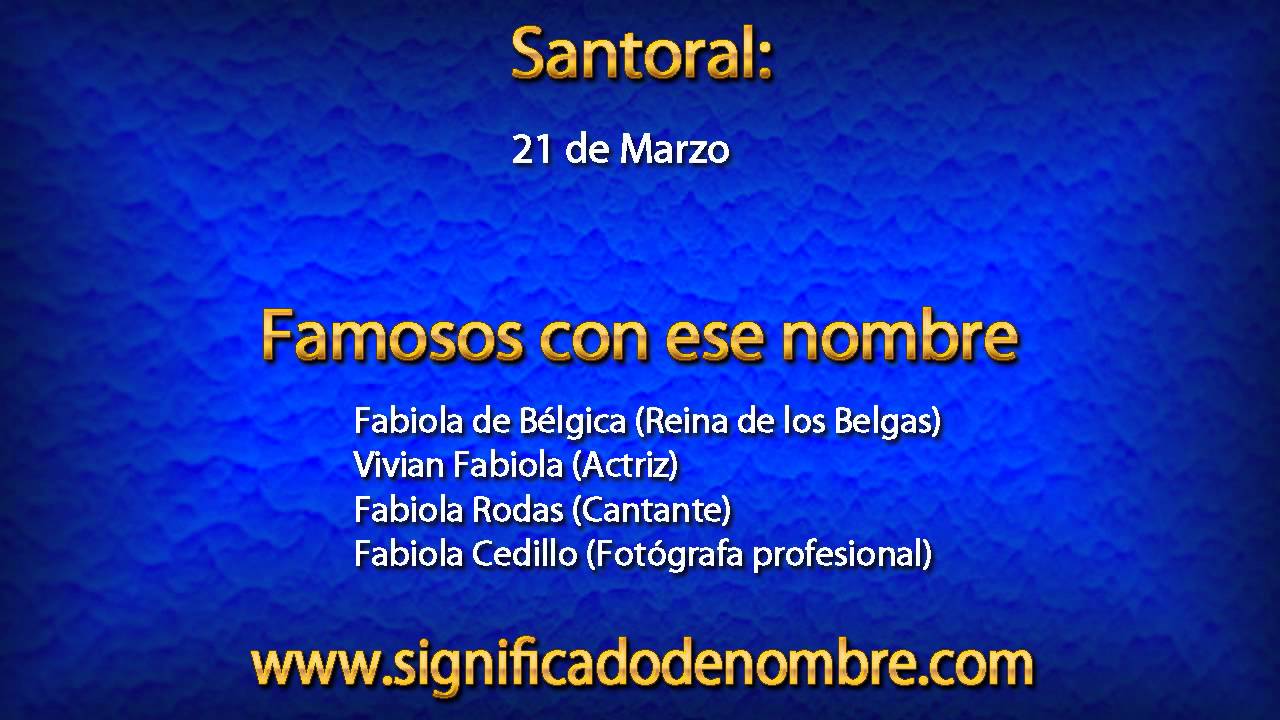 Significado de Fabiola | ¿Qué significa Fabiola? - YouTube