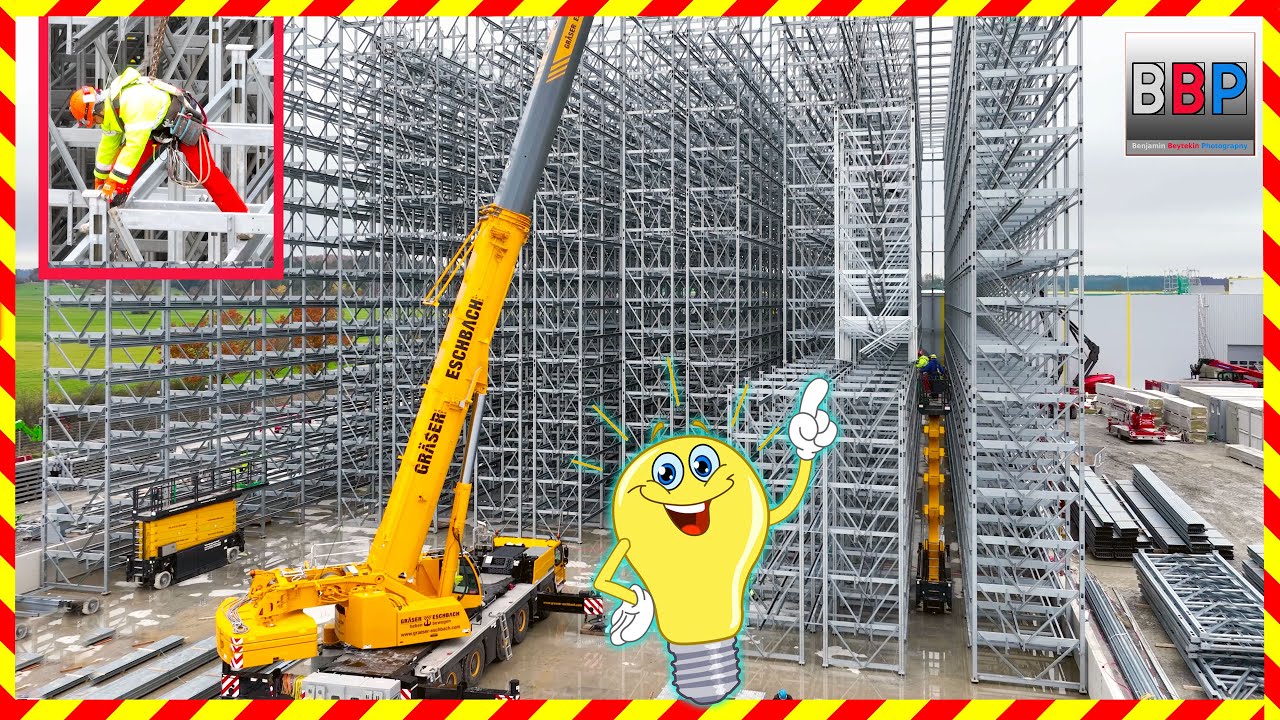 Bau eines Hochregallagers, Liebherr LTM, 2023. - YouTube