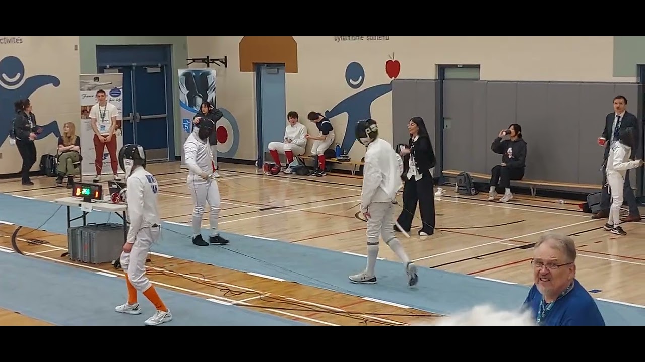 Cole wins match Men's fencing 2026 Alberta Winter Games - YouTube