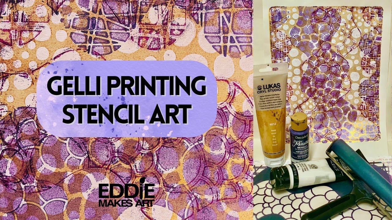 Gelli Printing Stencil Art - YouTube