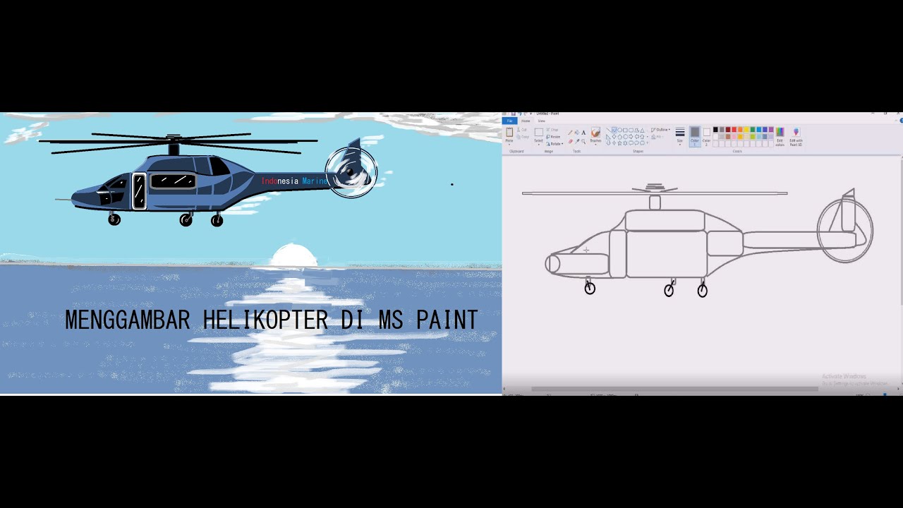 Menggambar helikopter di Ms paint - YouTube