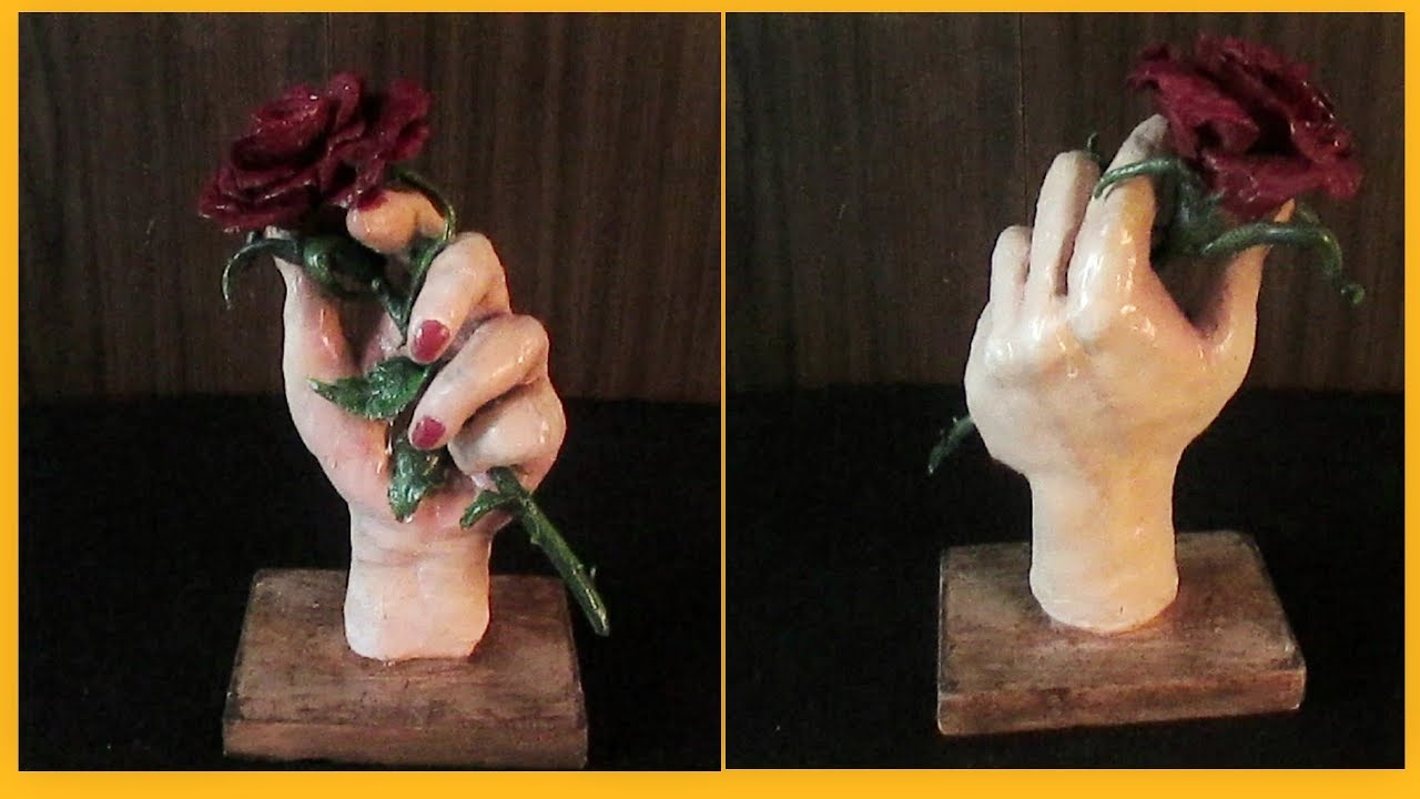 Realistic Polymer Clay Hand & Rose Sculpture | Time Lapse - YouTube