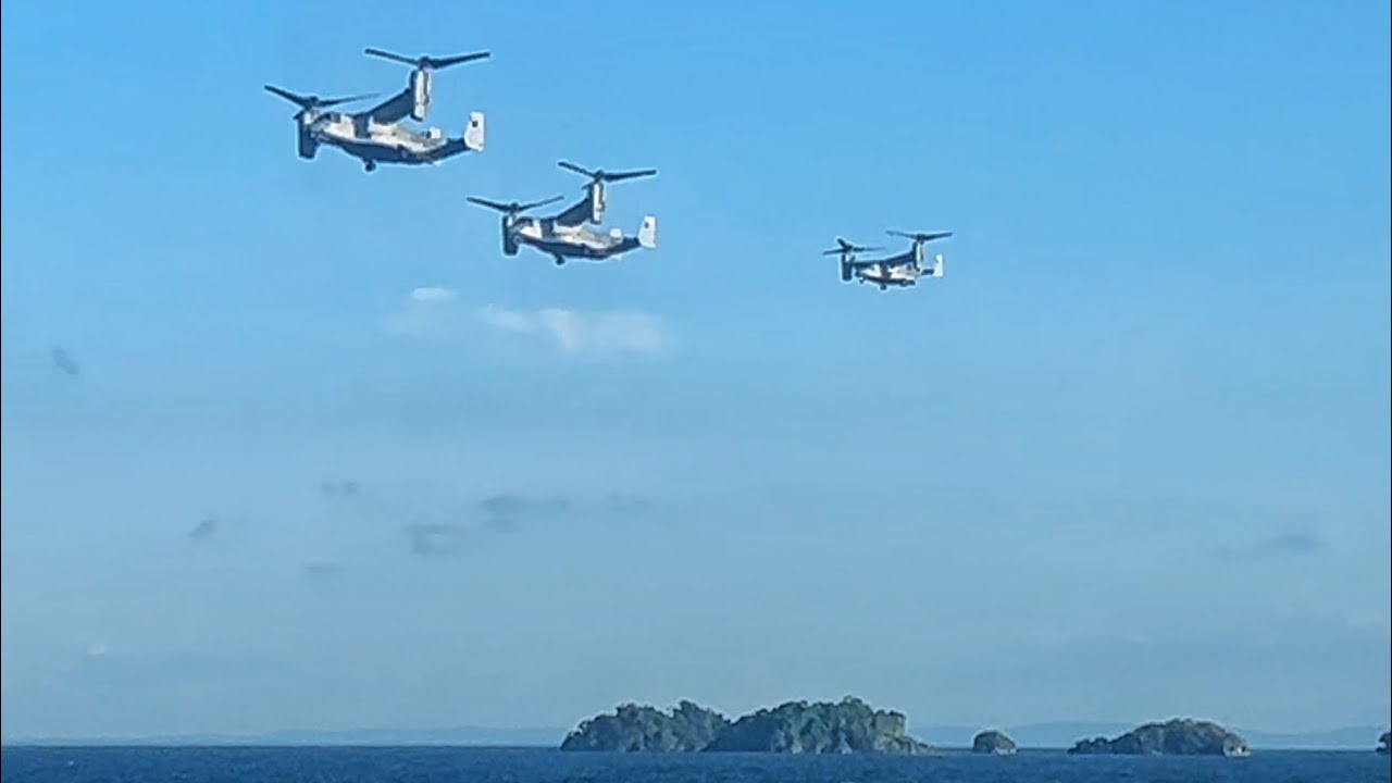 Three US V22 Ospreys landing in Chaguaramas Trinidad - YouTube
