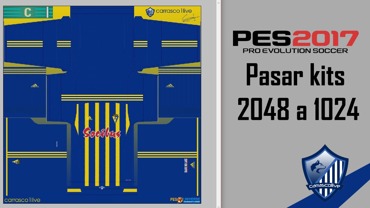 Como pasar kits 2048 a 1024 - Tutorial PES 2017 - YouTube