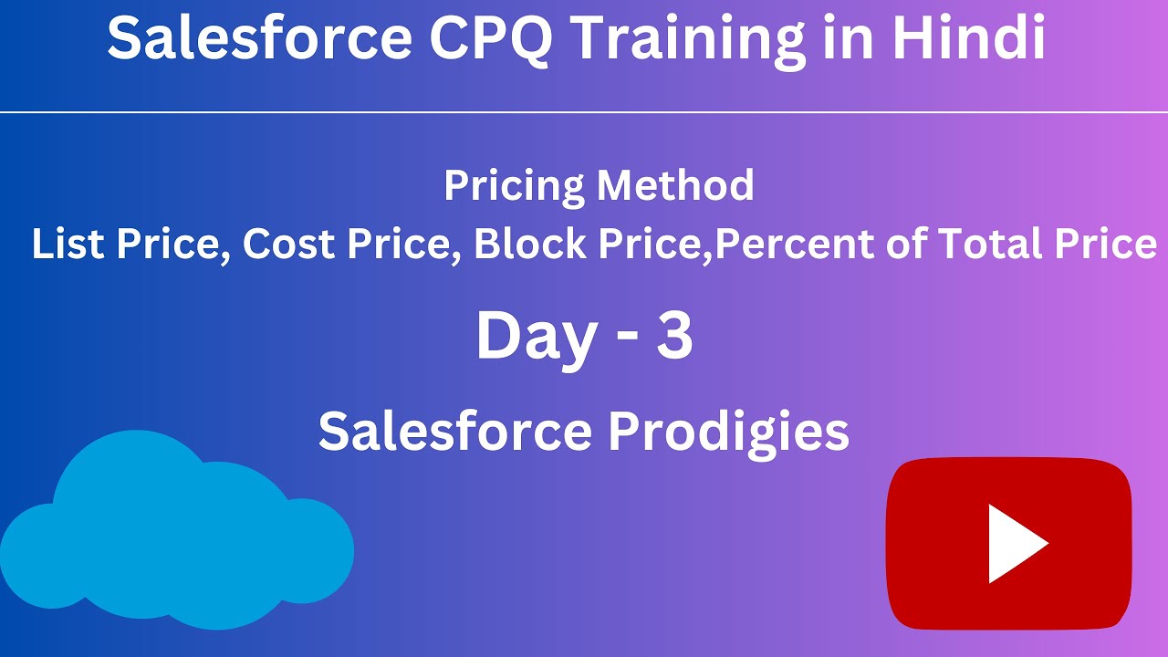 Salesforce CPQ Training Day 3 | Pricing Method | List | Cost | Block | Percent of Total Price ...
