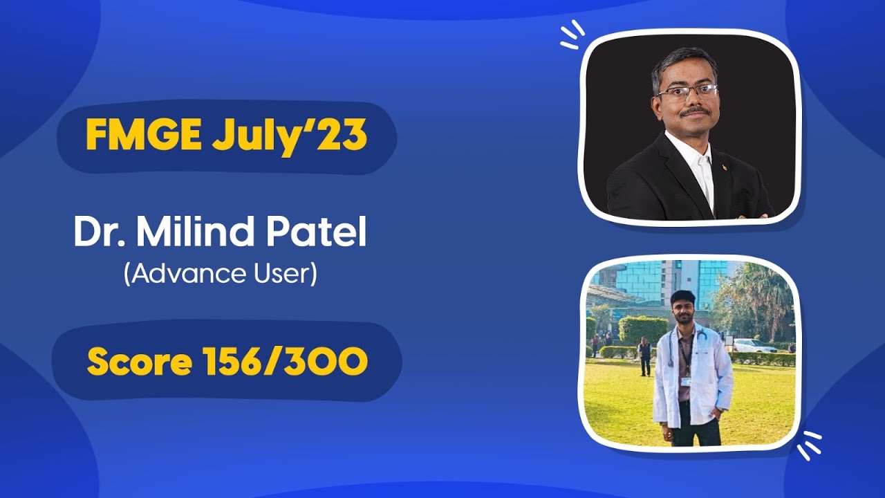 'You should focus on Clinical Questions & PYQs' #fmge Score 156 - Dr. Milind Patel #dbmci - YouTube