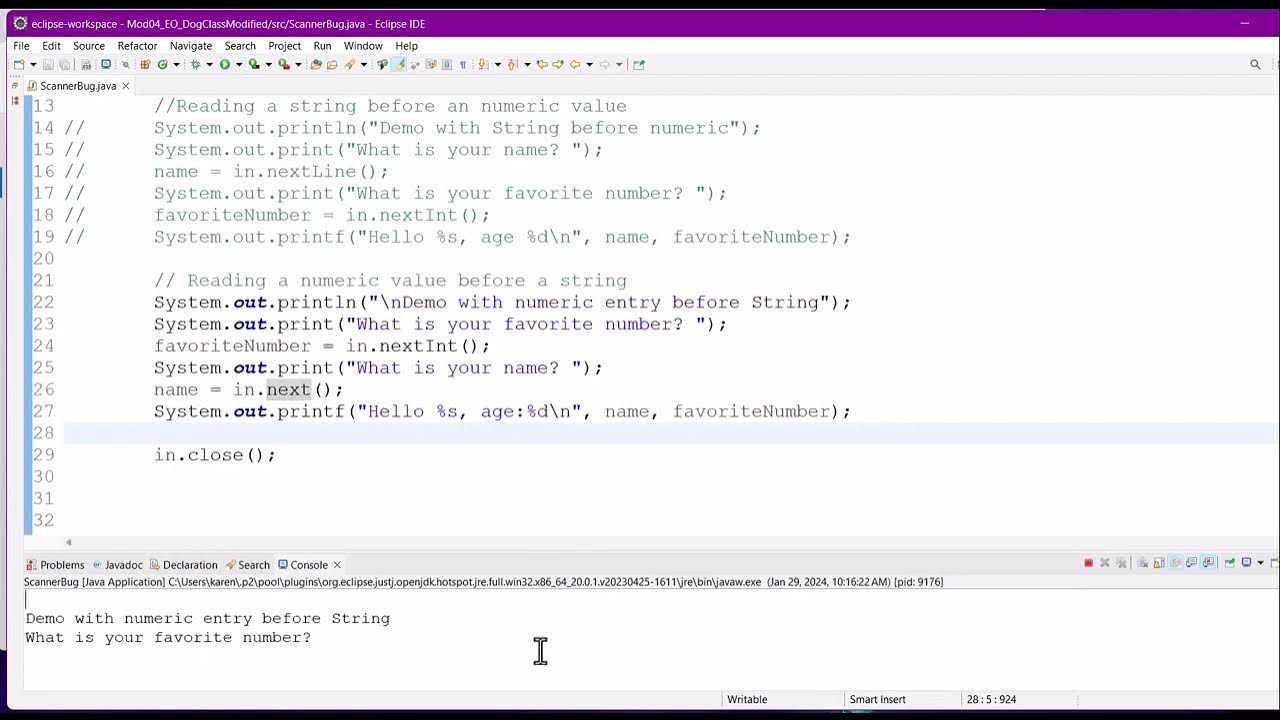 CIS171 Scanner Input Bug - YouTube