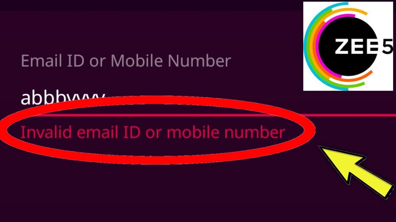 Invalid Email ID or Mobile Number Problem Solved Zee5 App - YouTube