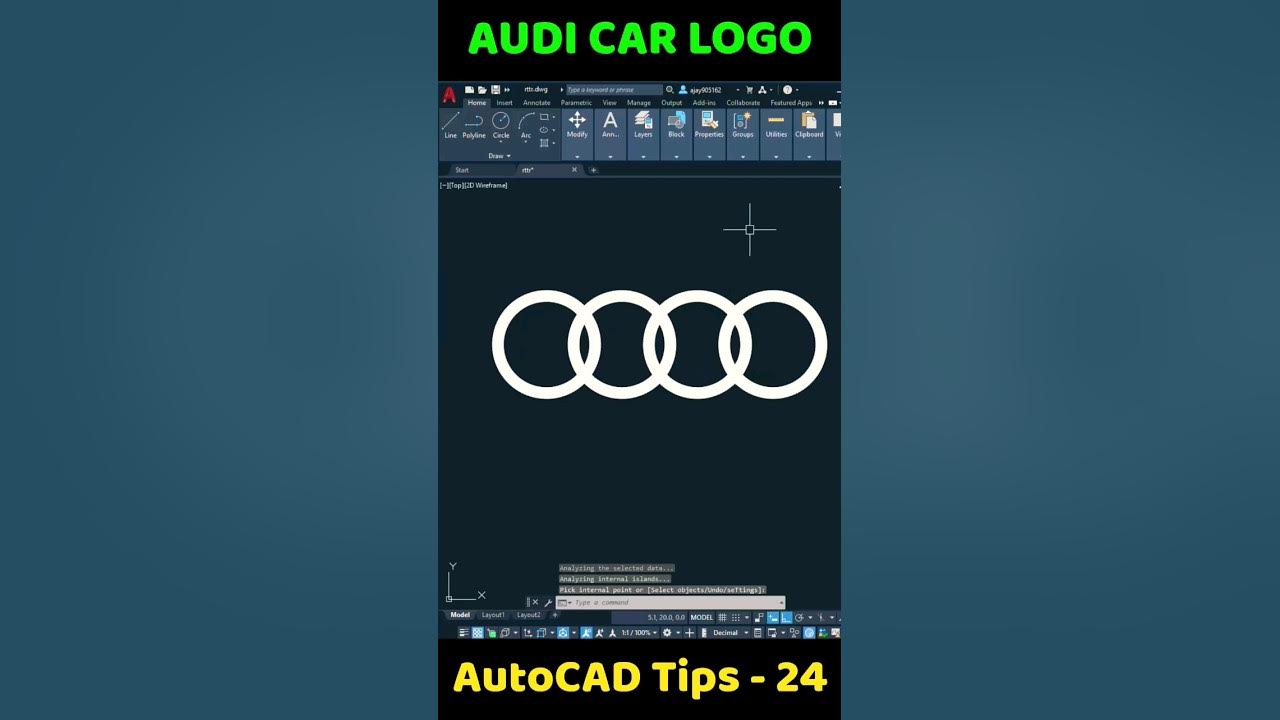 How to Create Audi CAR Logo In AutoCad | AutoCad 2d | AutoCAD Tips -24 #shortvideo - YouTube