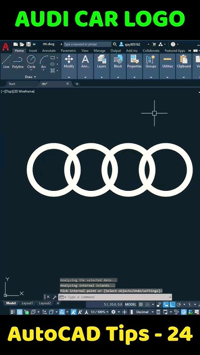 How to Create Audi CAR Logo In AutoCad | AutoCad 2d | AutoCAD Tips -24 #shortvideo - YouTube