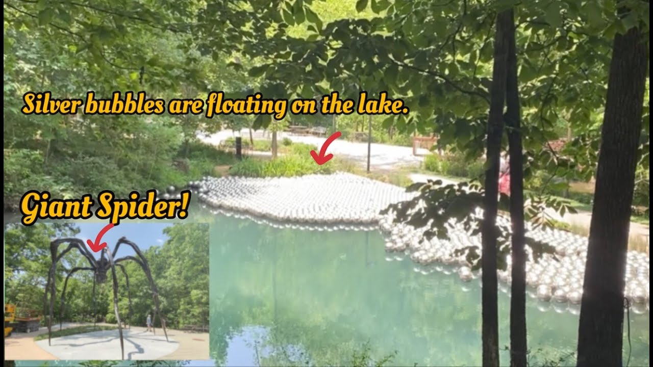 Silver Spheres Floating | Giant Spider Sculpture | At the Crystal ...