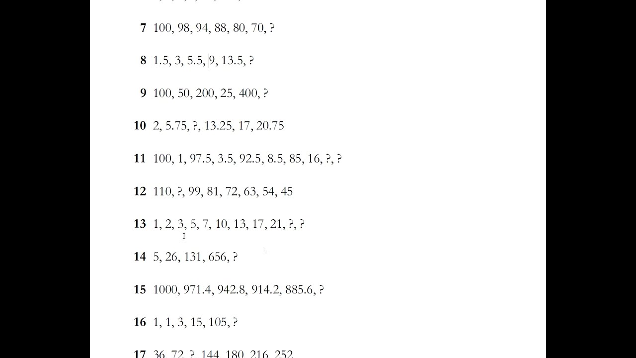 NUMBER SEQUENCE TEST YouTube NUMBER SEQUENCE TEST YouTube