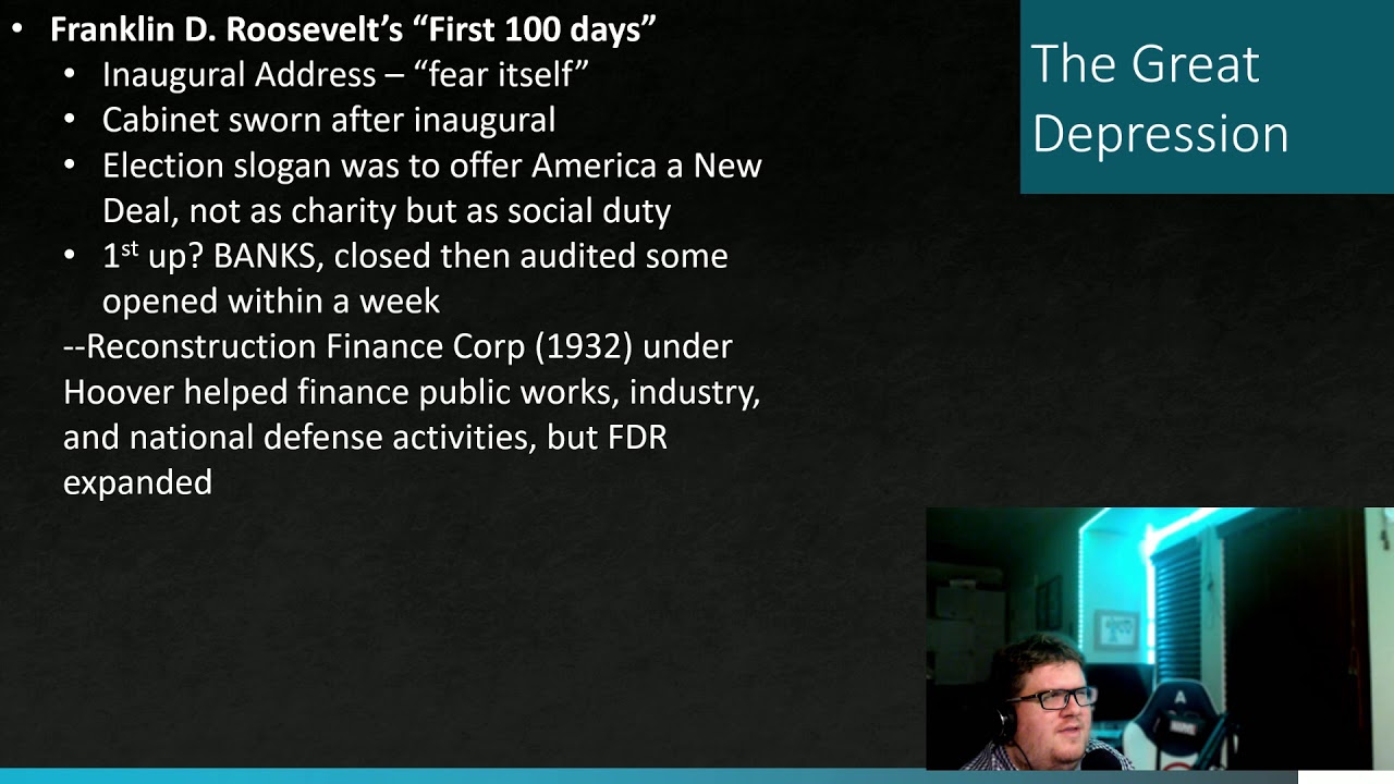 USH 1302 Unit 09 - pt4 FDR's First 100 Days & New Deal - YouTube