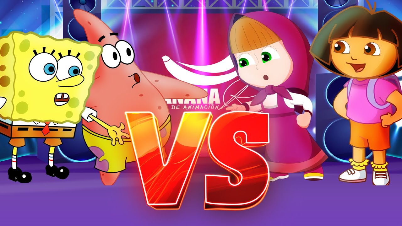 ¡Rap ÉPICO! Masha y Dora vs Bob Esponja y Patricio 🏆 ¿Quién Reinará? 🔥# ...