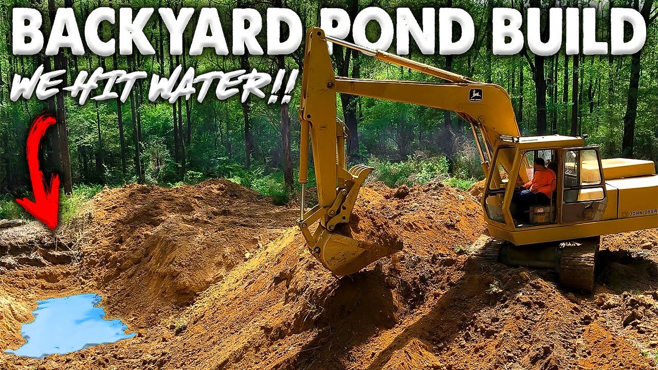 Digging My Dream Backyard Pond!! It's HUGE! We Hit Water 💦 DEEP!! - YouTube