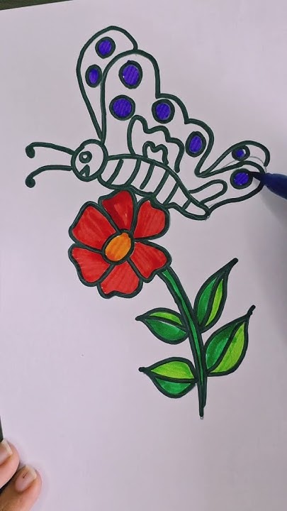 How to draw Beautiful Butterfly on flower|Butterfly Drawing|flower # ...