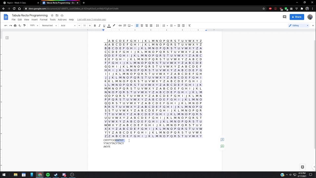Vigenere (Tabula Recta) Cipher Week 5 Programming - YouTube