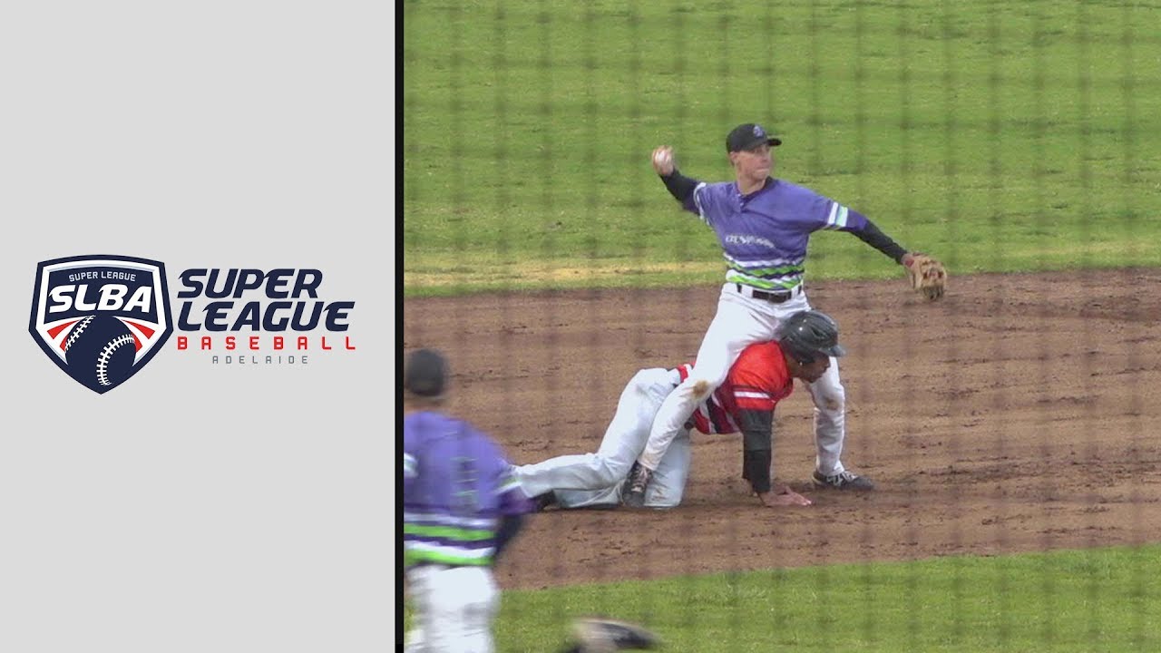 Baseball | Third Baseman gets double play off the back of a runner ...