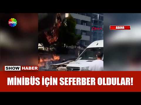 Minibüsü yanmaktan el birliğiyle kurtardılar!