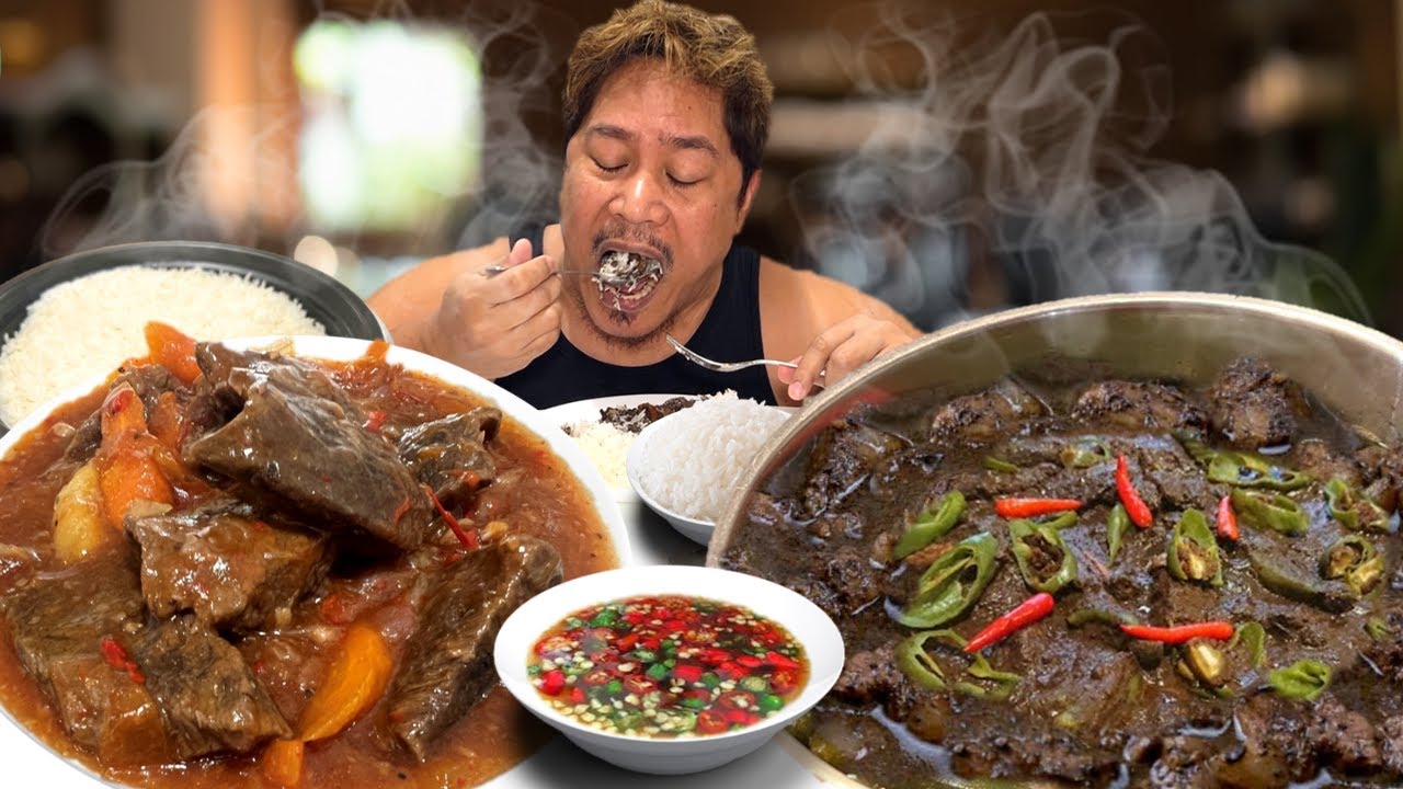 "TINUMIS" BULACAN / NUEVA ECIJA ! AUTHENTIC BEEF CALDERETA!!! Mukbang ...
