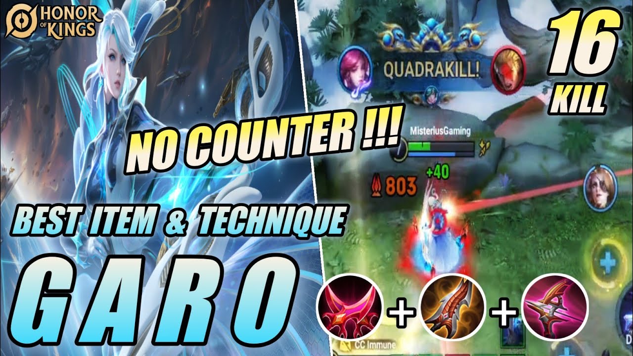 QUADRAKILL! Garo Honor of Kings (HOK) NO COUNTER!!! best item build ...