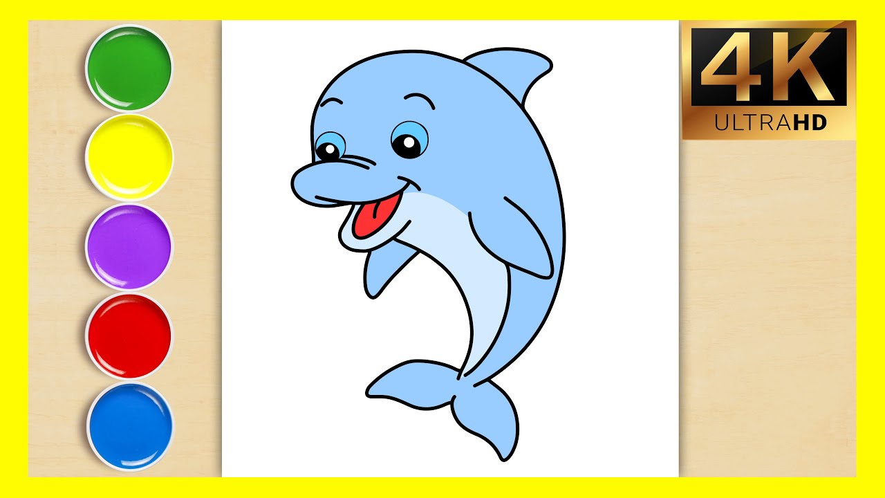 🐬 Easy Dolphin Drawing for Kids || Step by Step Tutorial || 🐬 How to ...