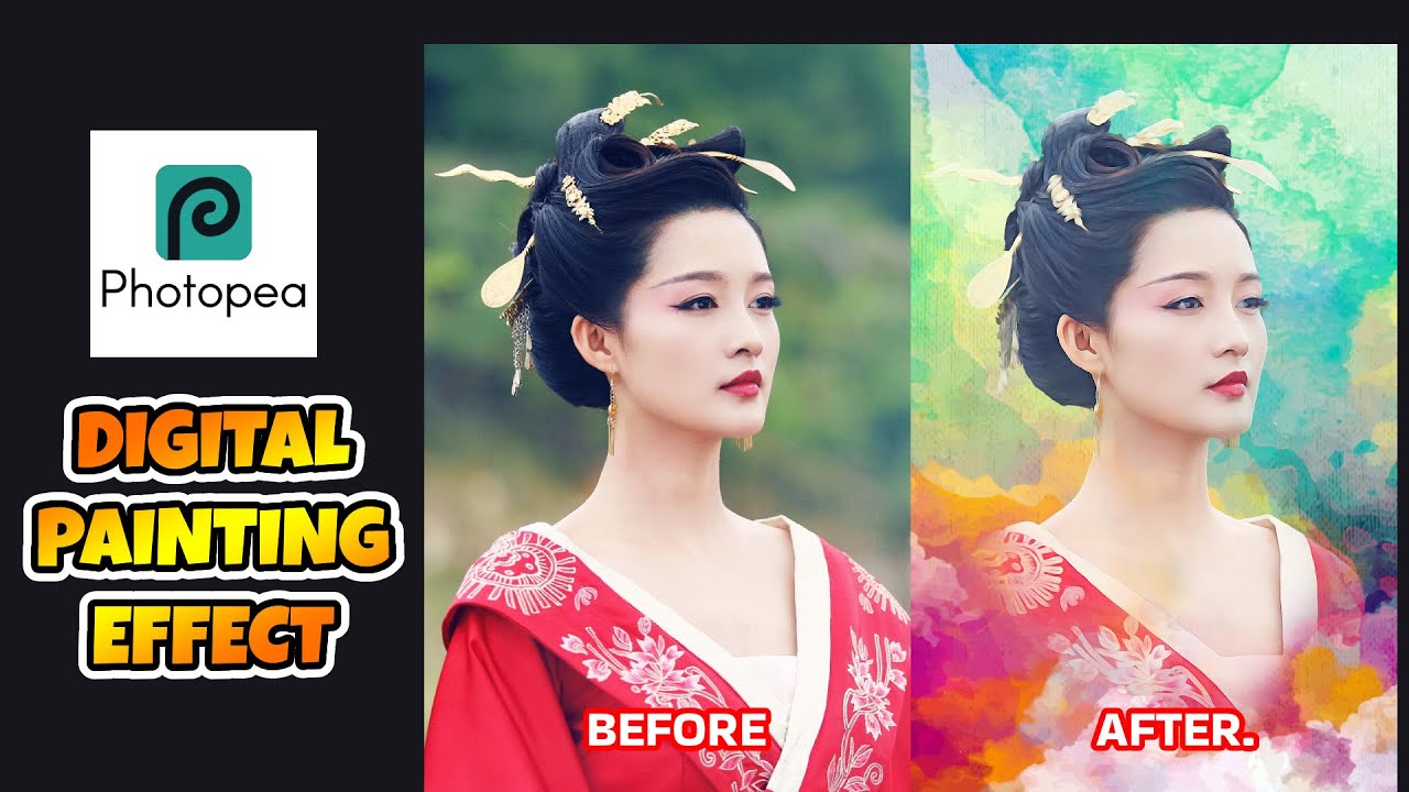 Digital painting effect gradient background II Photopea Tutorial #32 ...