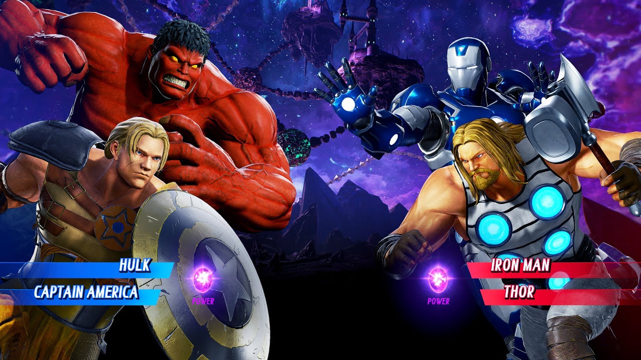 Red Hulk & Cap vs Iron Man & Thor (Very Hard) - Marvel vs Capcom | 4K ...