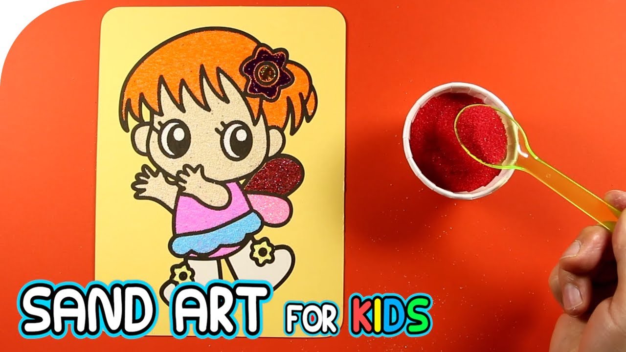 Baby Angel Sand Painting Art for Kids | Color Painting Page with ...