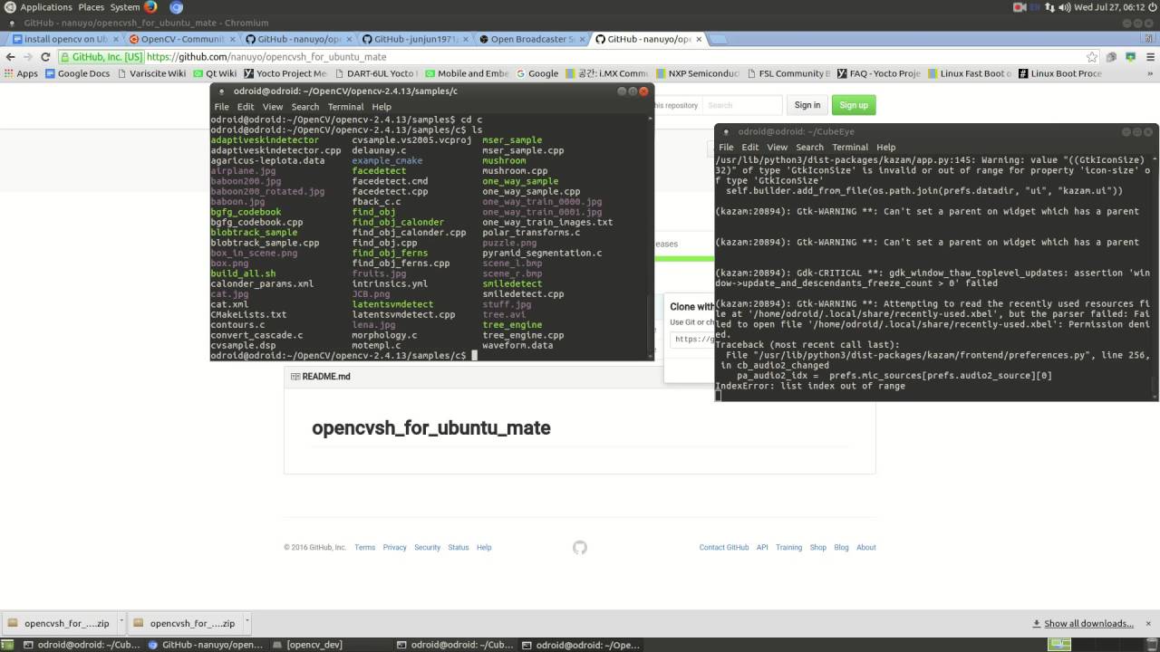 Installing Opencv in ubuntu-mate 16.04 running on Odroid-xu4(Exynos) & run facedetect- 2016 07 ...