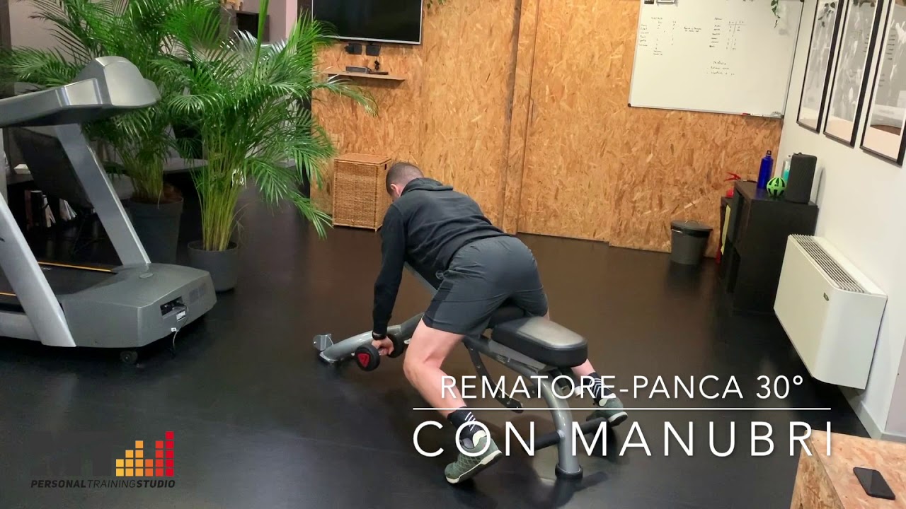 REMATORE PANCA 30° CON MANUBRI - YouTube